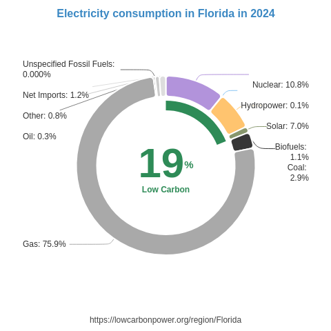 Florida Electricity Generation Mix 2025 | Low-Carbon Power Data